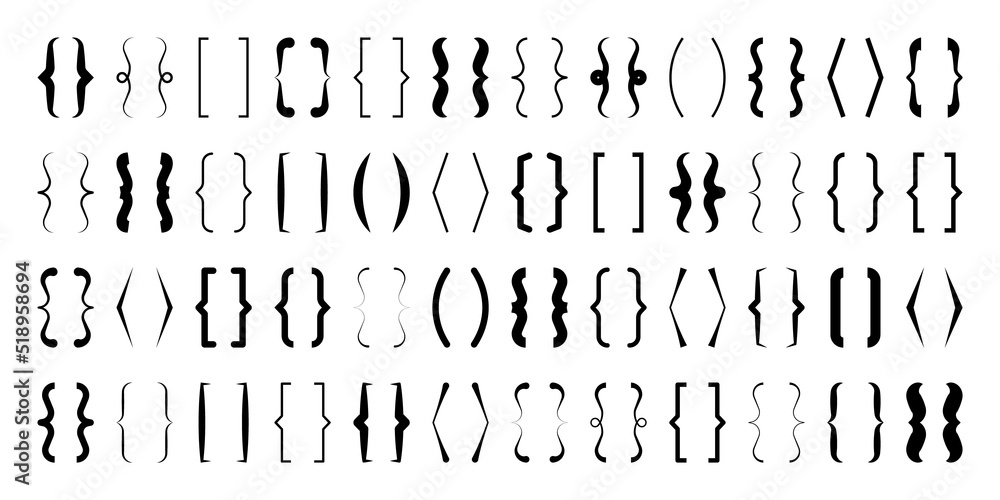 Text brackets collection, black quotation box. Curly, square and corner ...