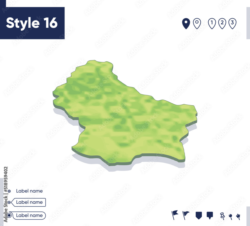 Luxembourg - map with shaded relief, land cover, rivers, mountains ...