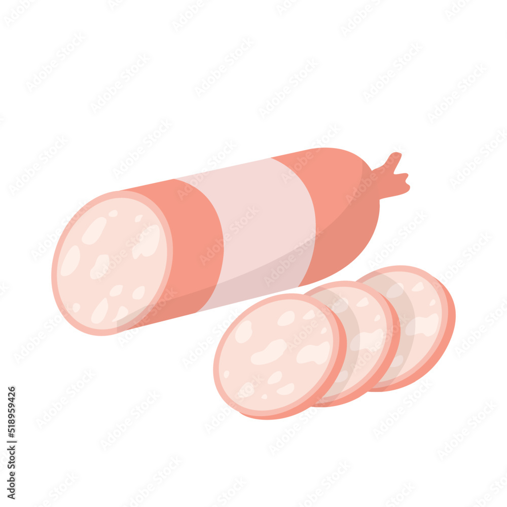 Cartoon meat products. Chicken and sausages. Pork, lumb and beef vector ...