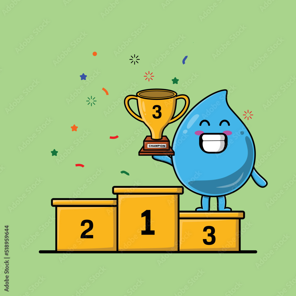 Cute Cartoon character illustration of water drop is holding up the ...