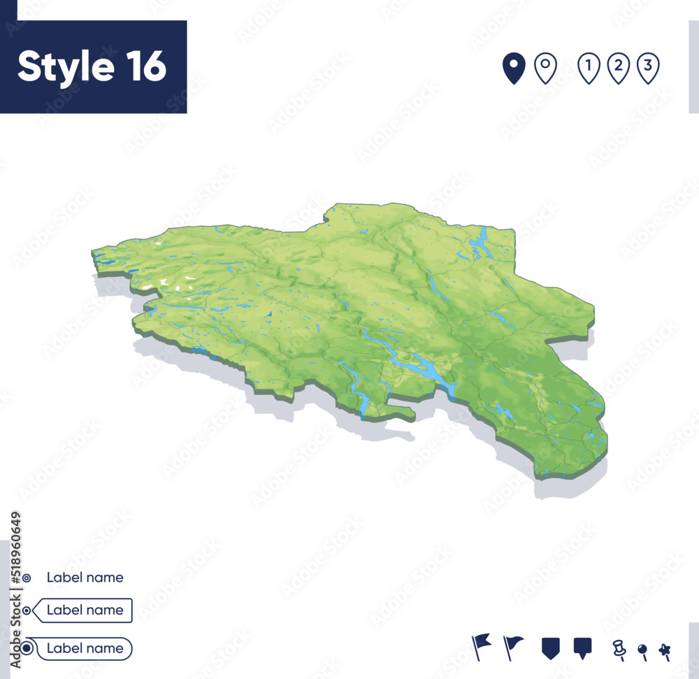 Innlandet, Norway - map with shaded relief, land cover, rivers ...