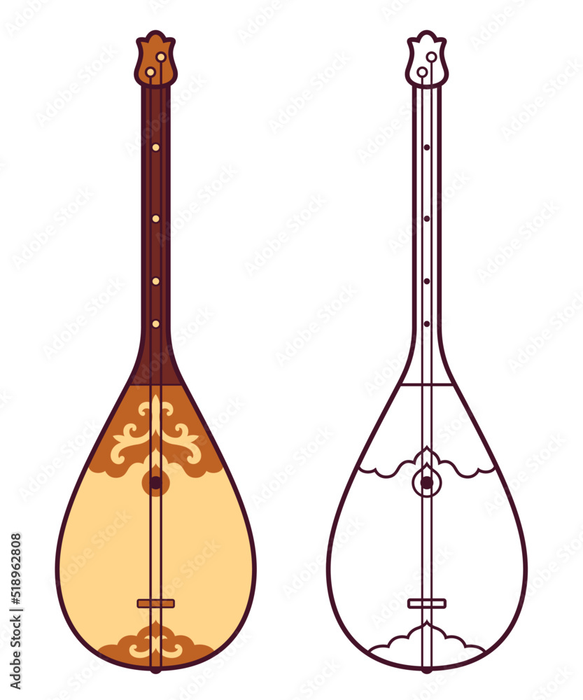 Dombra traditional Kazakh musical instrument Stock Vector | Adobe Stock