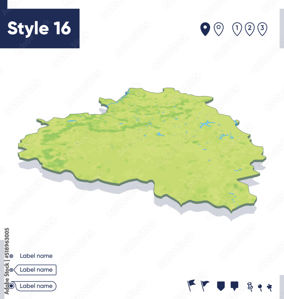 Tula Region, Russia - map with shaded relief, land cover, rivers ...