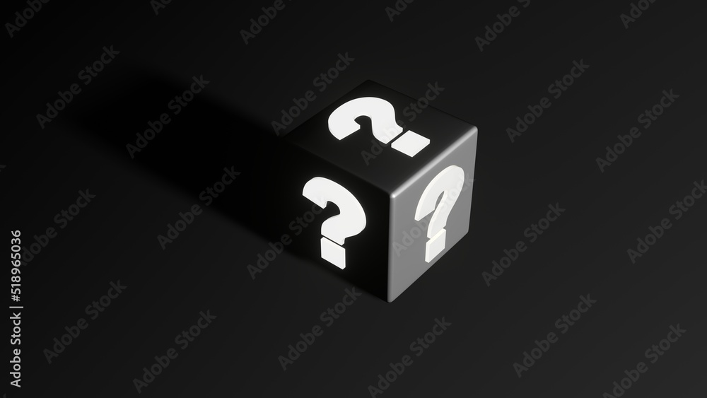 The black box with white question mark and shadow in the black ...