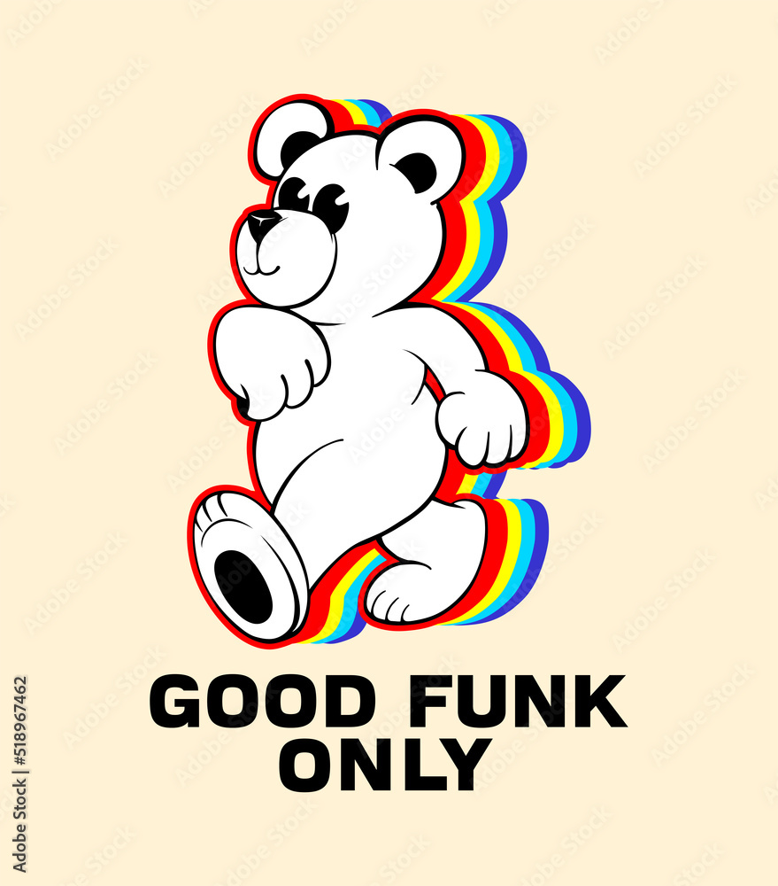 teddy bear illustration in funk style with slogan Stock Vector | Adobe ...