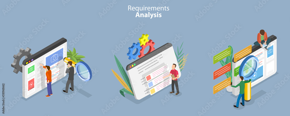 3D Isometric Flat Vector Conceptual Illustration of Requirements ...