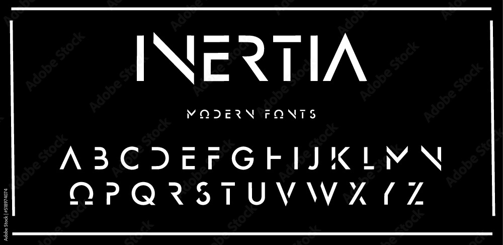 INERTIA, Sports minimal tech font letter set. Luxury vector typeface ...