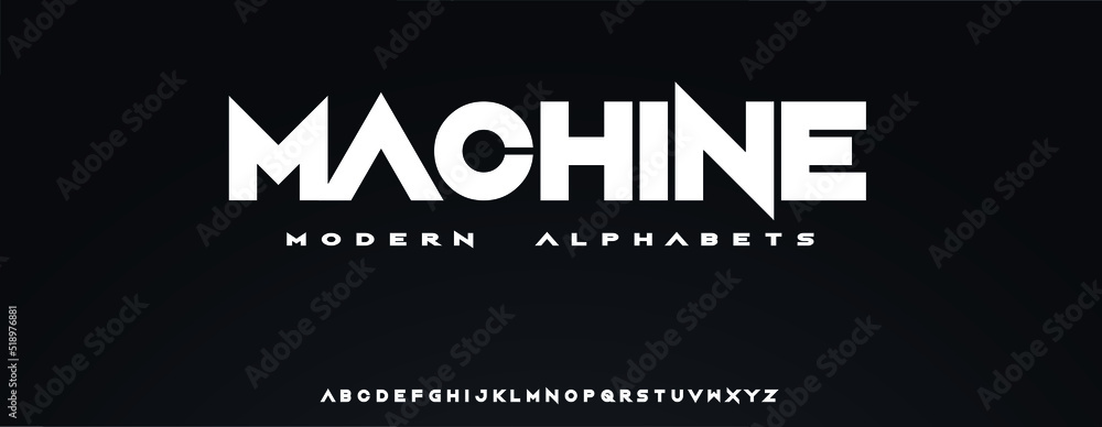 MACHINE Sports minimal tech font letter set. Luxury vector typeface for ...