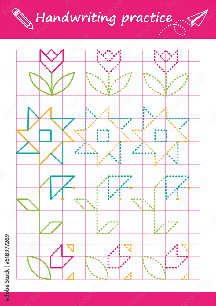 Trace line worksheet for kids. Basic writing. Working pages for ...