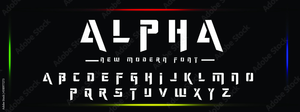 ALPHA Sports minimal tech font letter set. Luxury vector typeface for ...