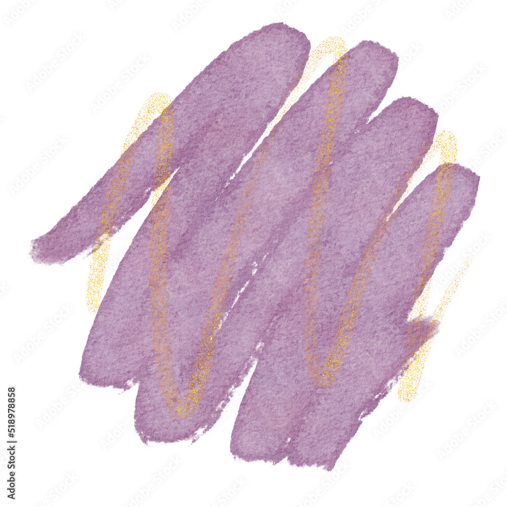Purple gold Watercolor Stroke With Gold Glitter Stock Illustration ...