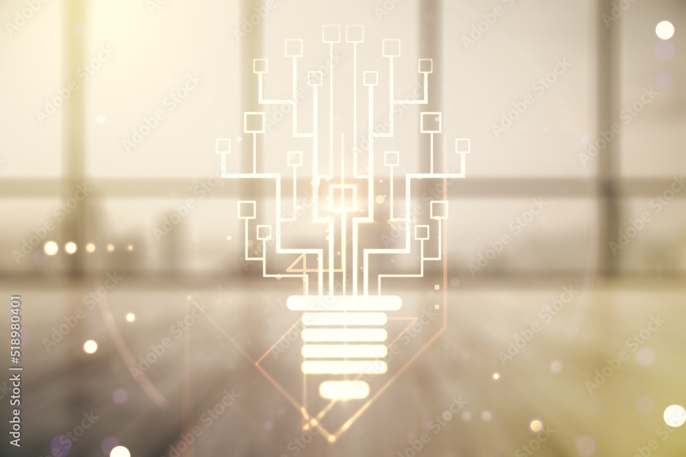 Virtual creative idea concept with light bulb and microcircuit ...