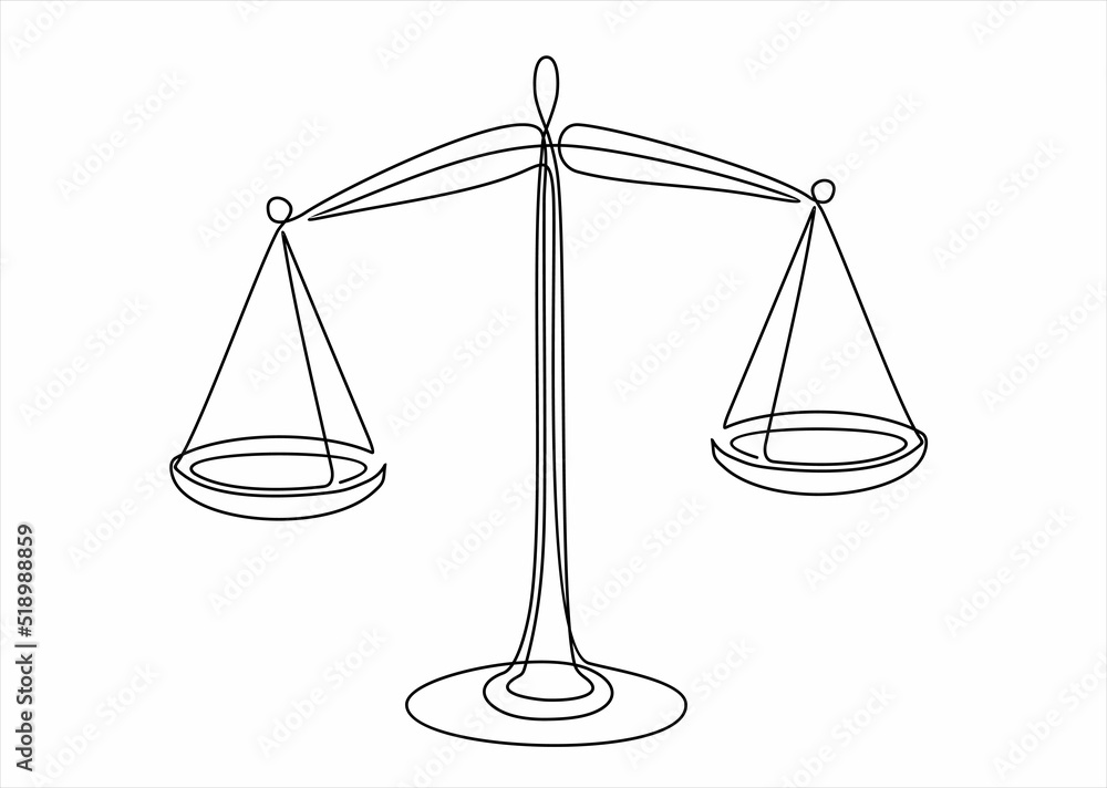 continuous one line vector drawing of scales. Line art. Stock Vector ...