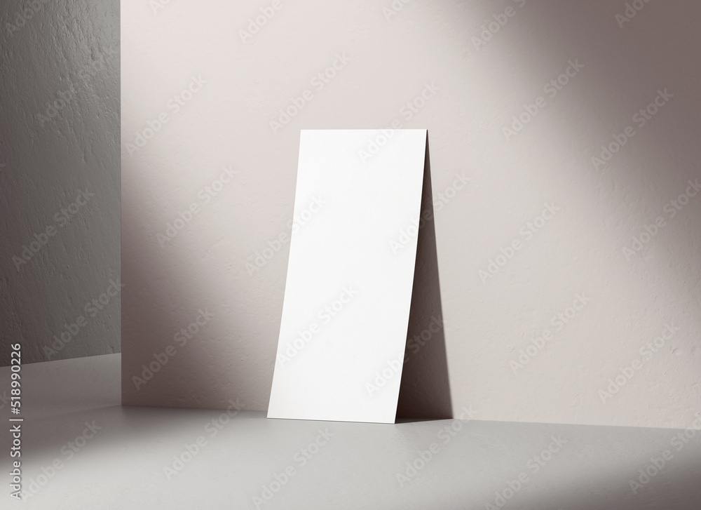 Single flyer mockup blank paper leaning on a concrete wall for design ...
