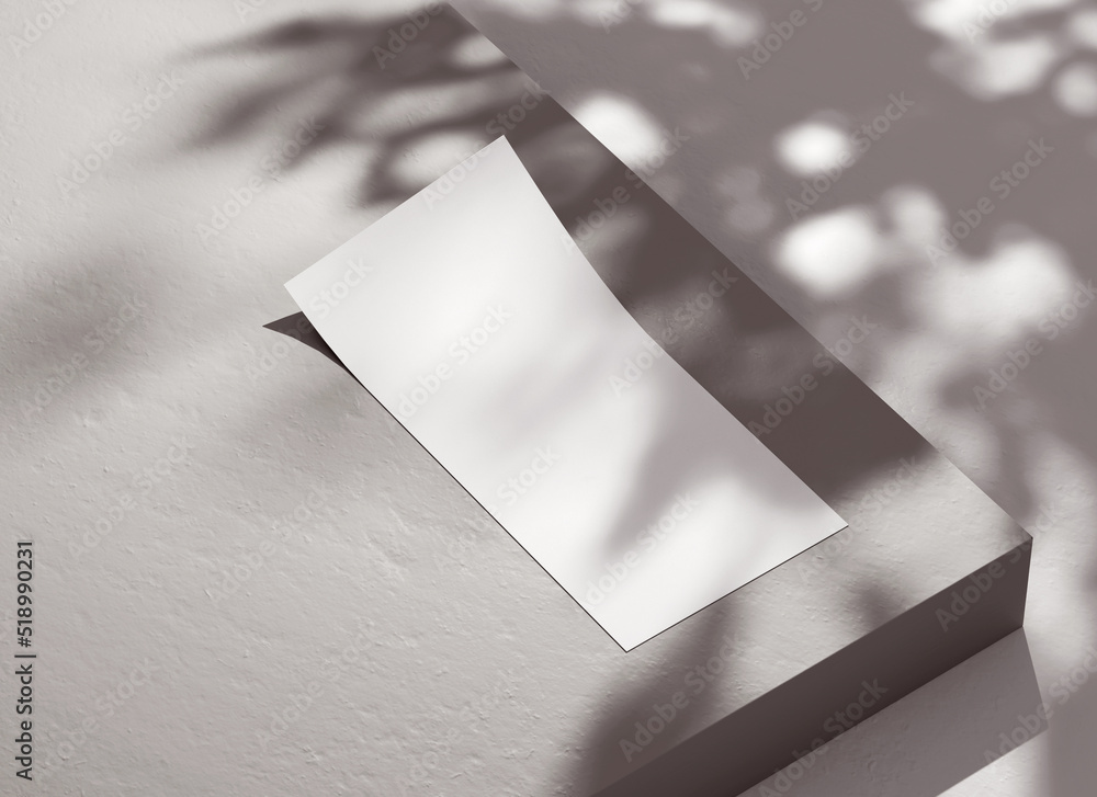 Single DL flyer mockup blank paper with leaf shadows for design ...
