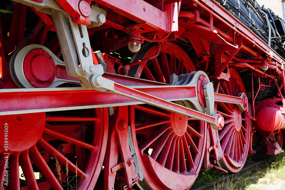 Steam locomotive in front of the main station, coal-fired German ...