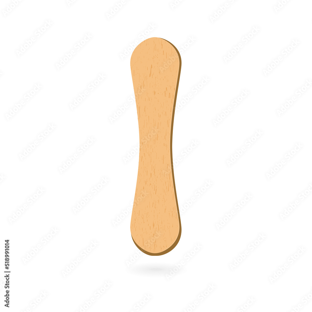 Ice Cream Wood Stick Realistic Style With Isolated White Background Eco Friendly Food