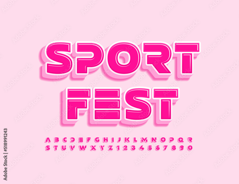 Vector event poster Sport Fest with 3D modern Font. Creative set of ...