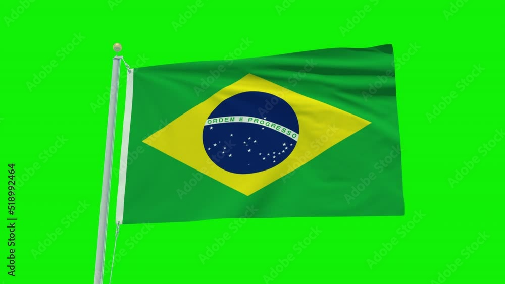 Seamless loop animation of the Brazil flag on a green screen background ...