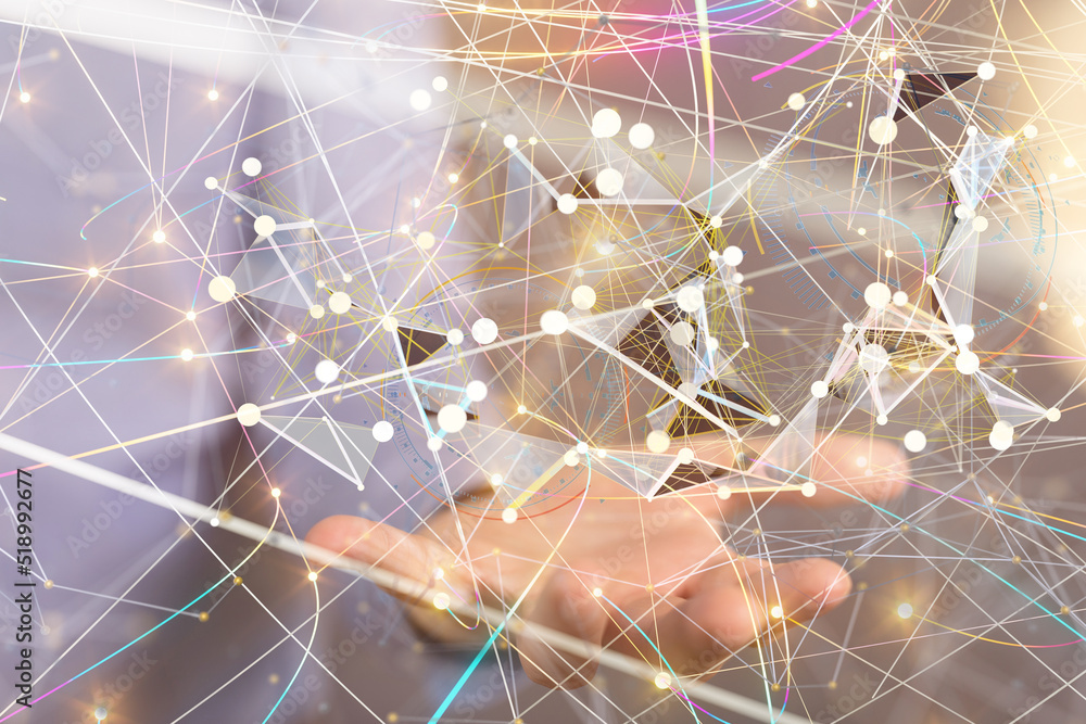 Neural network 3D illustration. Big data and cybersecurity Stock Photo ...