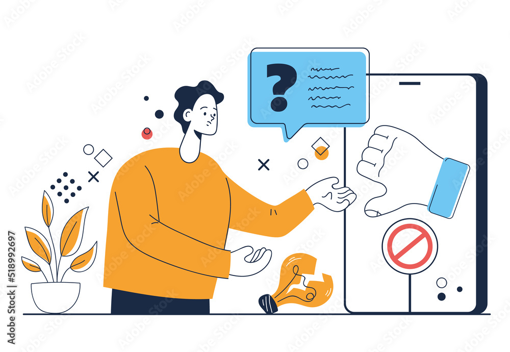 Social media negative feedback finger down dislike project problems ...