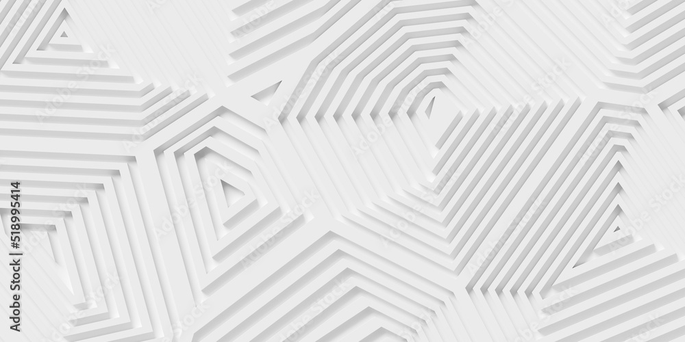 Offset white organic line filled rectangle poylgon shapes geometrical ...