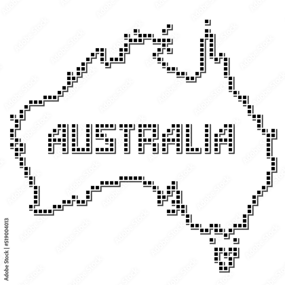 Pixel map of Australia. Vector template on white background for design ...