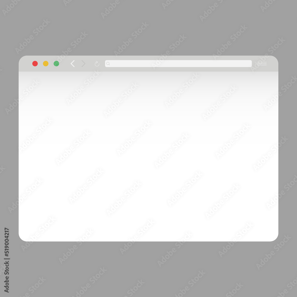 Modern browser window design isolated on grey background. Web window ...