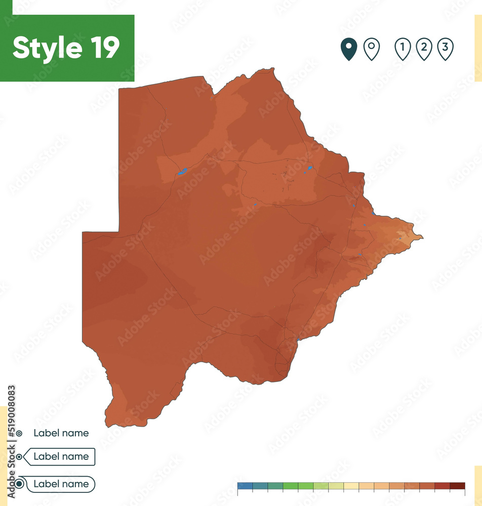 Botswana physical features map