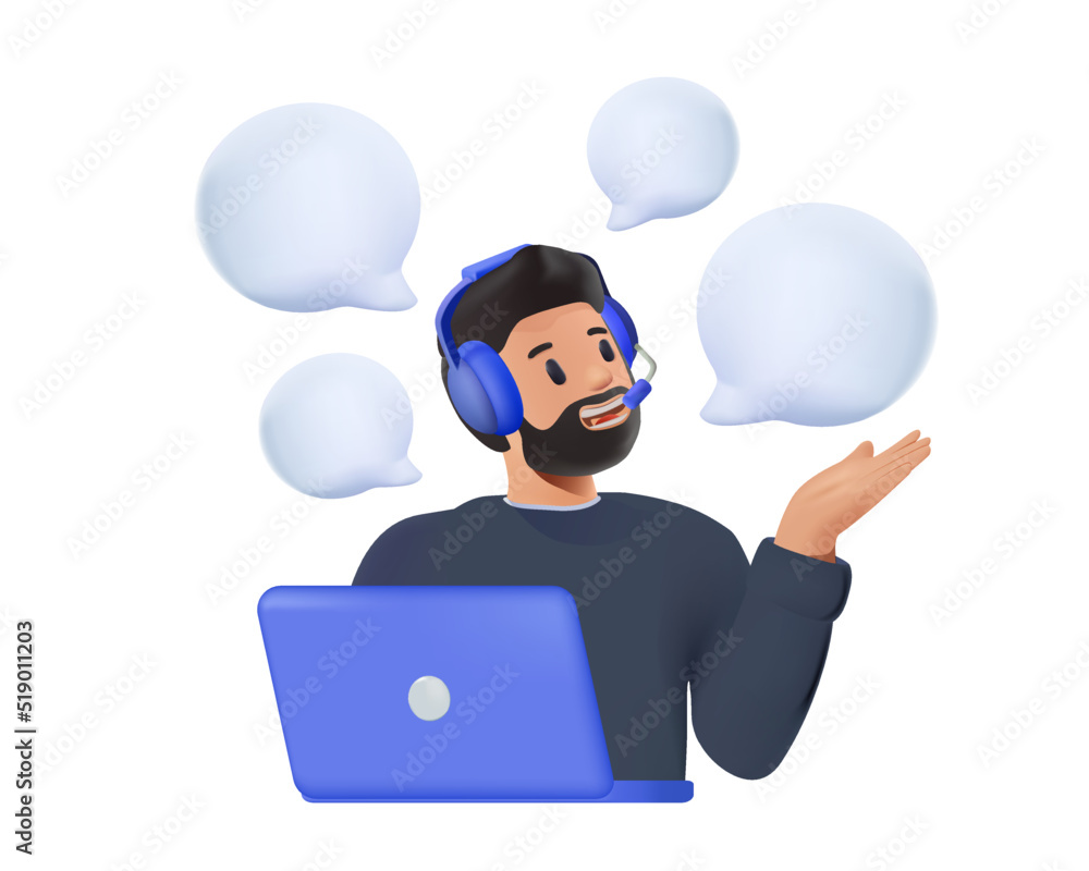 Online global technical support 24 7. 3D Smiling office operators with ... Online global technical support 24 7. 3D Smiling office operators with ...