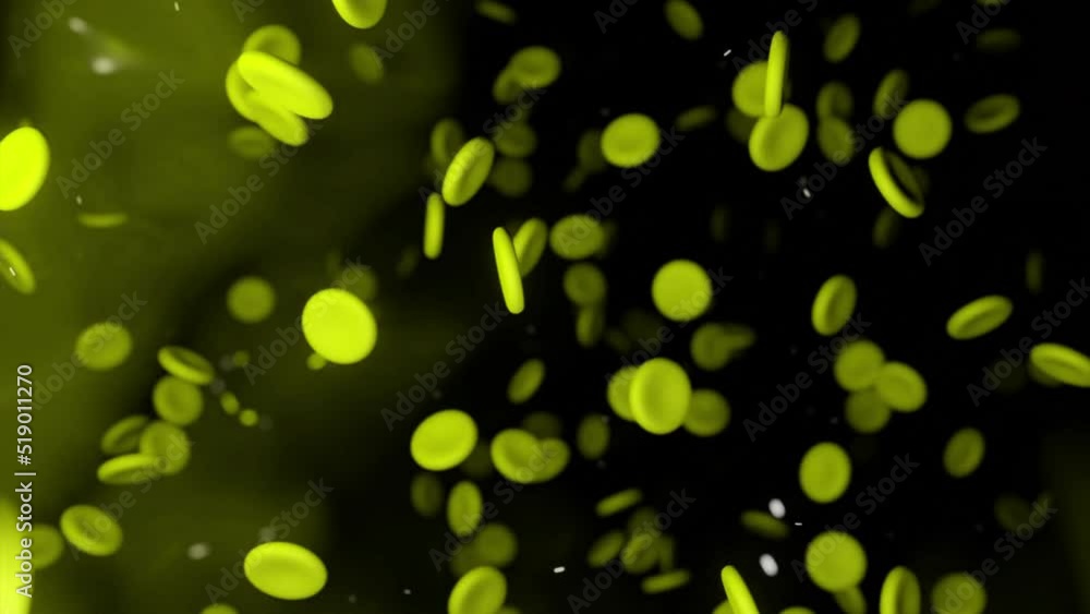 3D animation with moving cells in channel. Design. Disease cells move ...