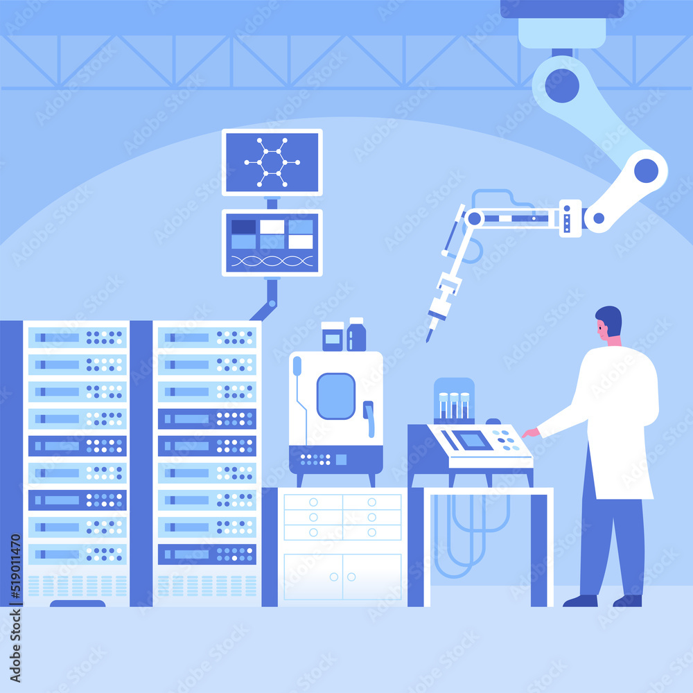 Automated scientific laboratory interior with robotic technology ...