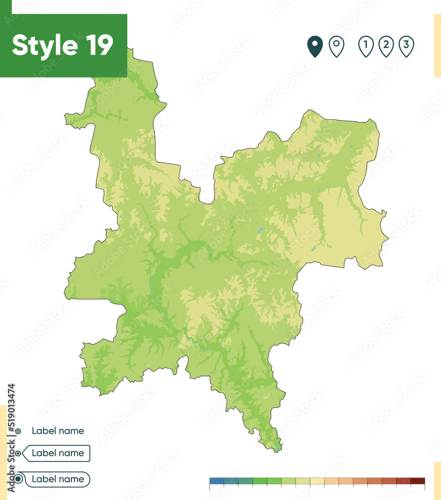 Kirov Region, Russia - high detailed physical map. Vector map. Dem map ...