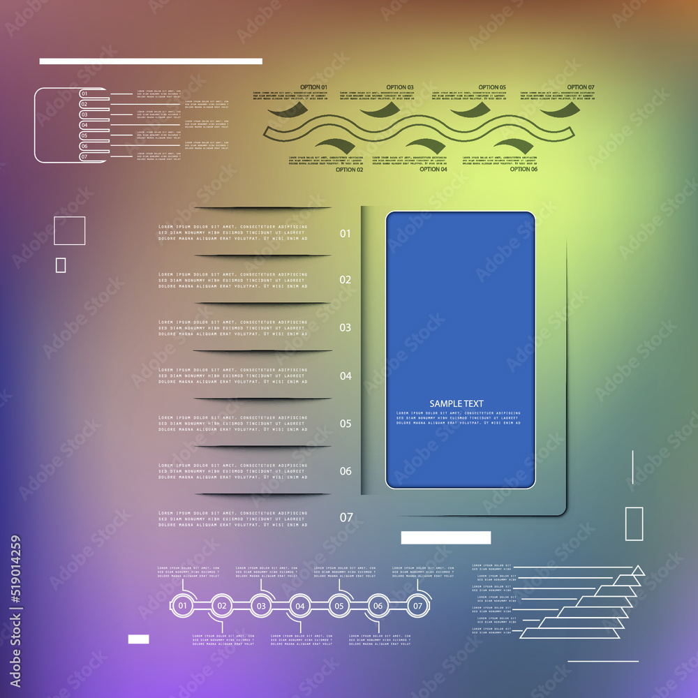 Infographic elements, graph and charts, templates with blurred ...
