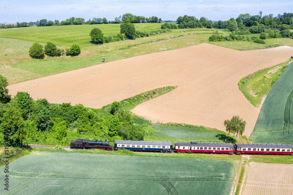 Miljoenenlijn steam train locomotive museum railway aerial view near ...