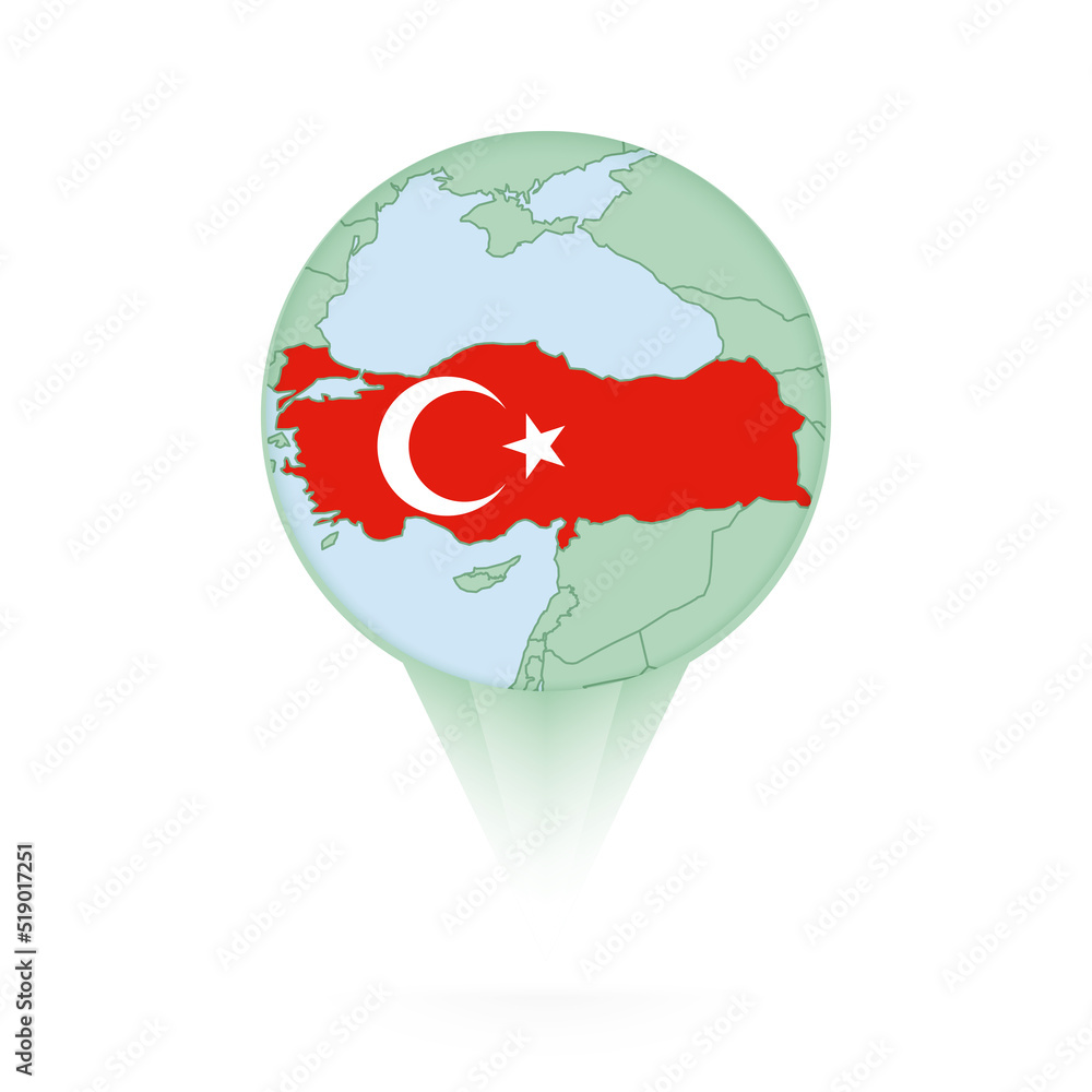 Turkey map, stylish location icon with Turkey map and flag. Stock ...