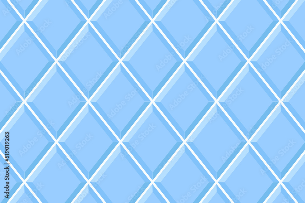 Blue rhombus tile seamless pattern. Interior or exterior diamond mosaic ...