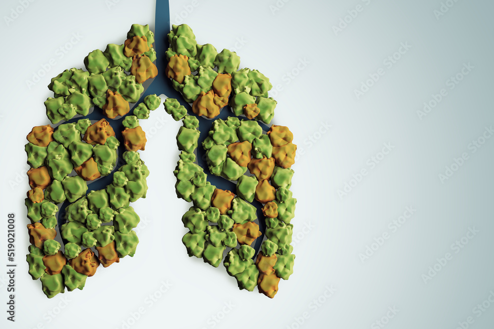 Abstract green lungs on white background with mock up place. Ecology ...