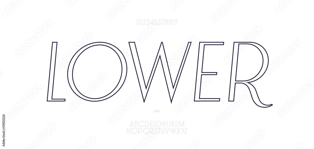 Lower font sans serif italic outline style trendy typography letters ...