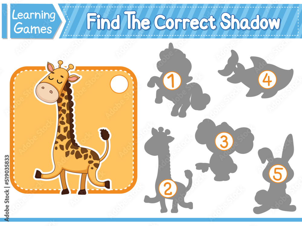 Vecteur Stock Find The Correct Shadow Find And Match The Correct Shadow ...