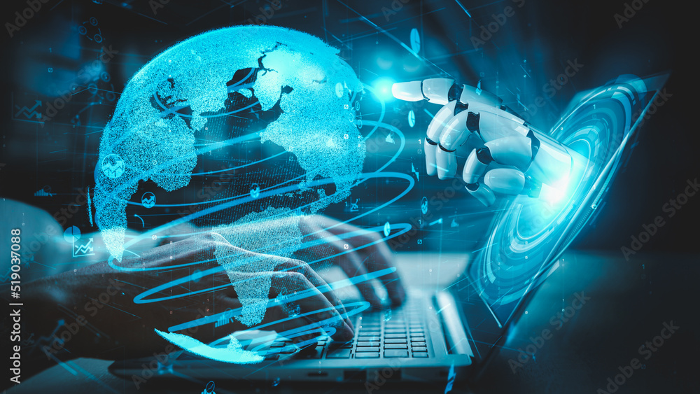 Futuristic robot artificial intelligence enlightening AI technology ...