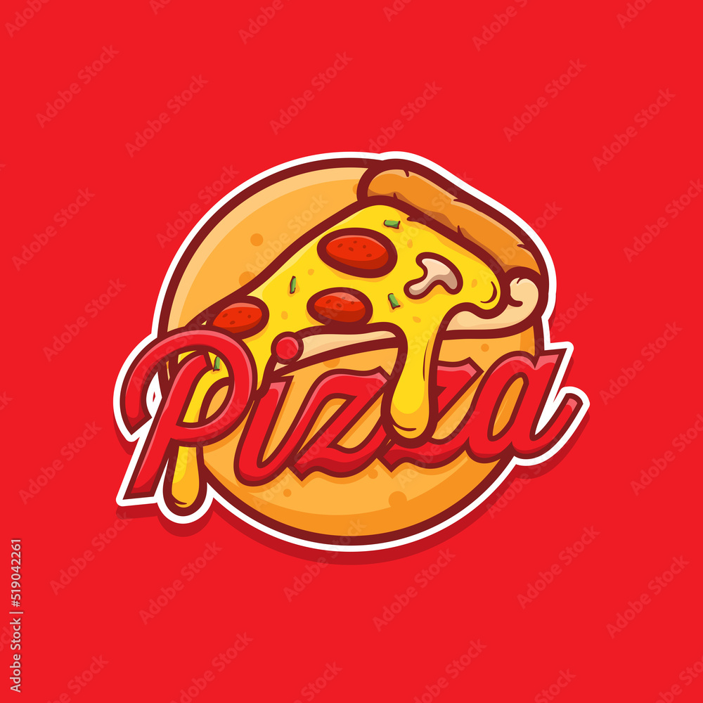 Pizza cafe logo, pizza icon, illustration vector graphic emblem pizza ...