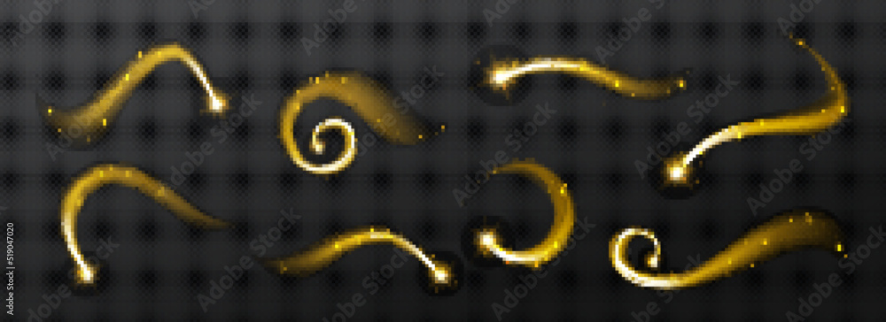 Magic spiral, twist effect with stars and sparkles. Gold swirl of wand ...