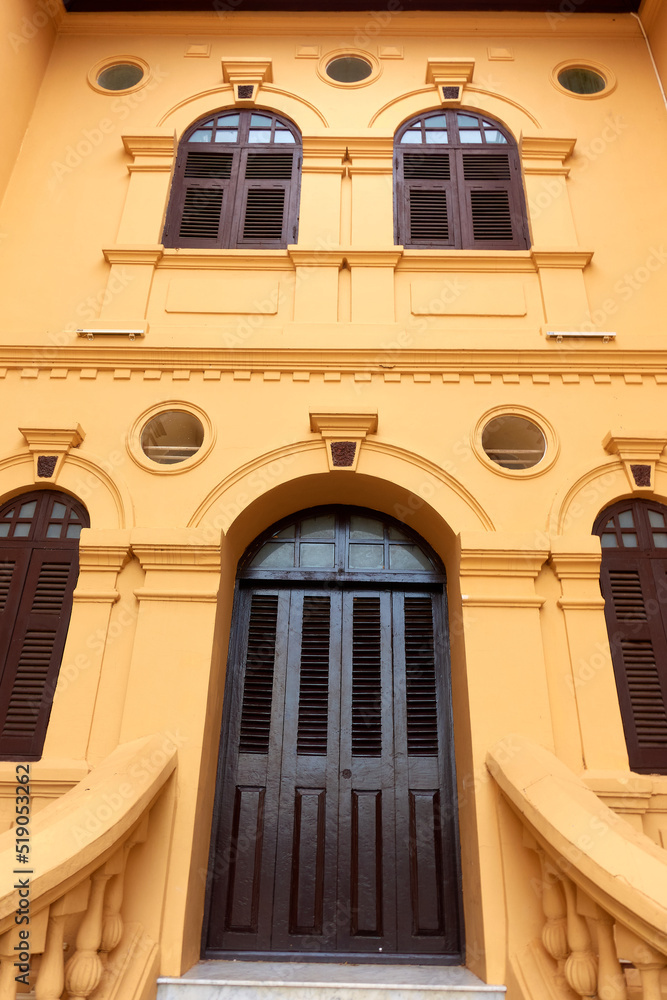 The ancient yellow building colonial architecture There are beautiful ...