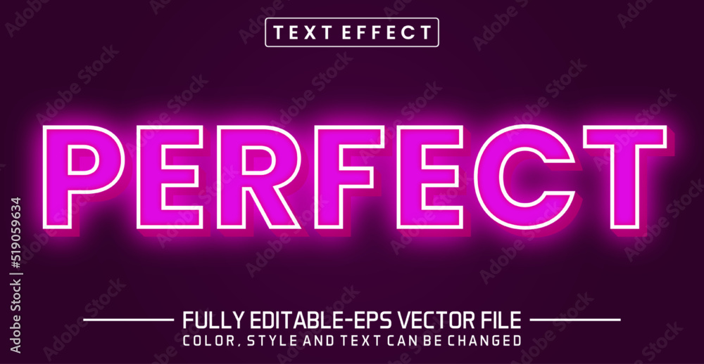 Perfect pink font Text effect editable Stock Vector | Adobe Stock