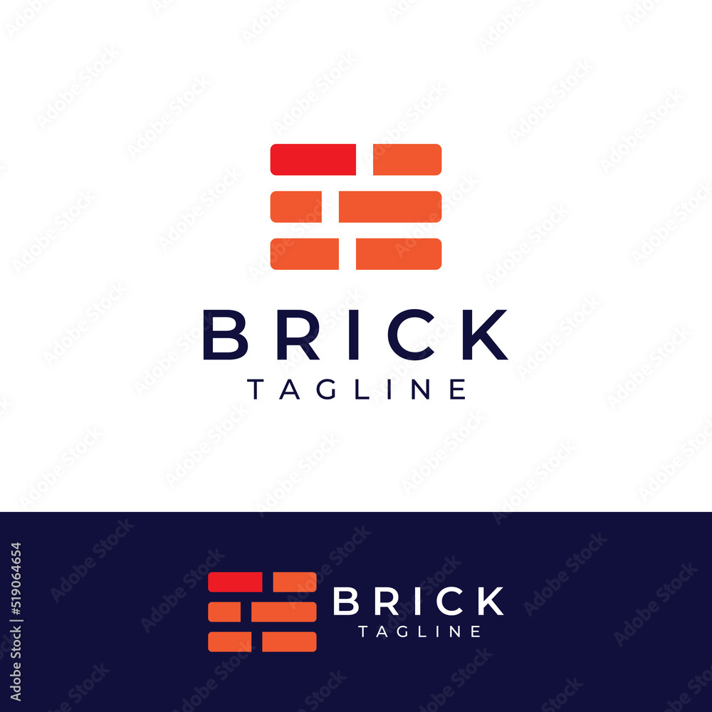Brick company logo for building construction and wall repair. With ...