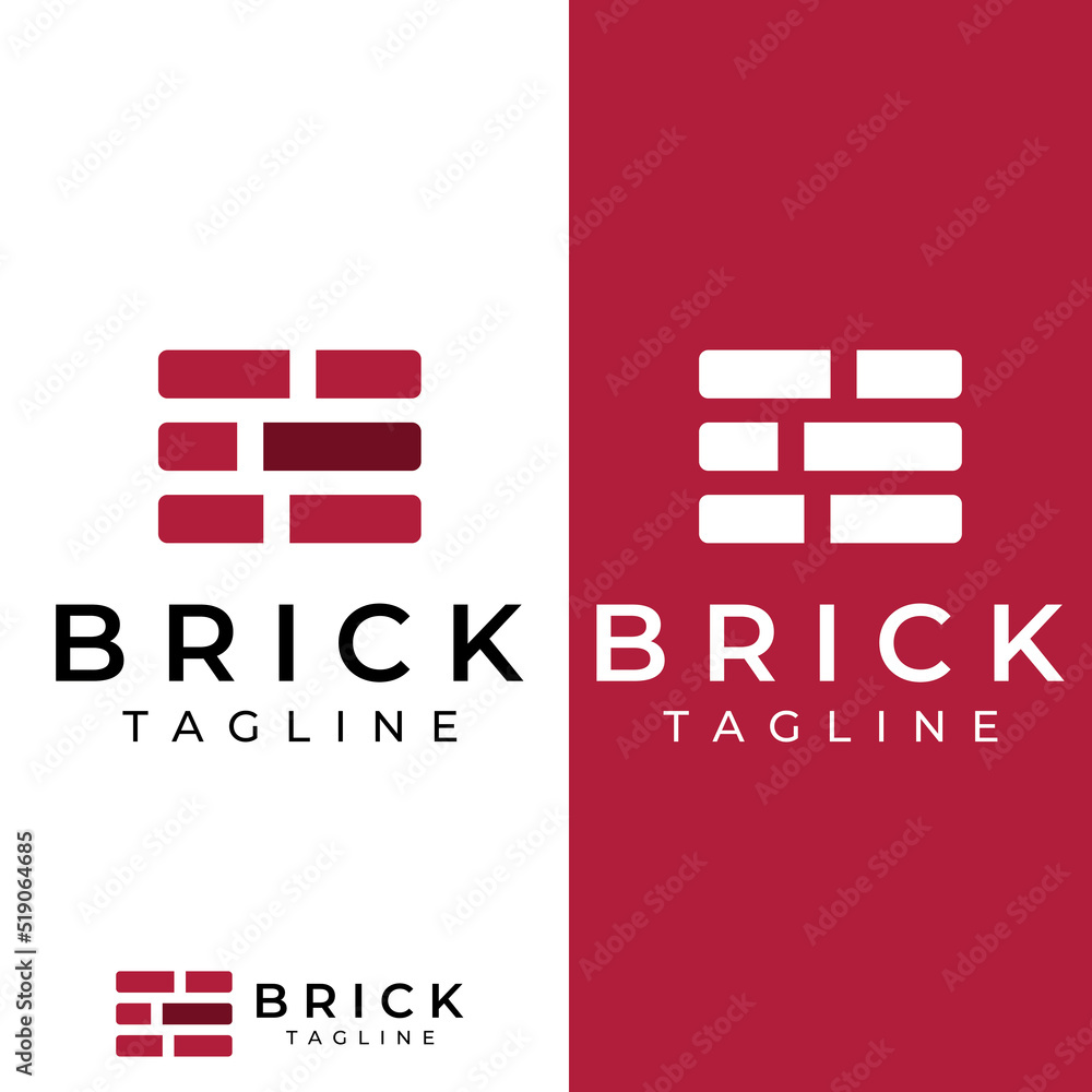 Brick company logo for building construction and wall repair. With ...