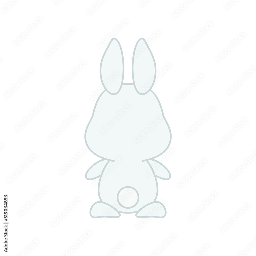 Cute bunny. Flat cartoon illustration of a little gray rabbit sitting ...