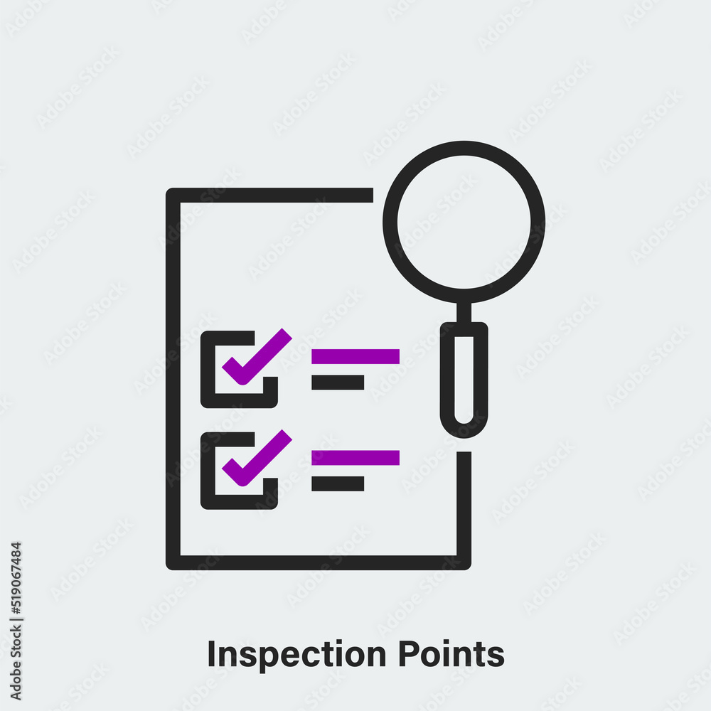 Vector outline icon inspection points. Isolated linear pictogram of ...