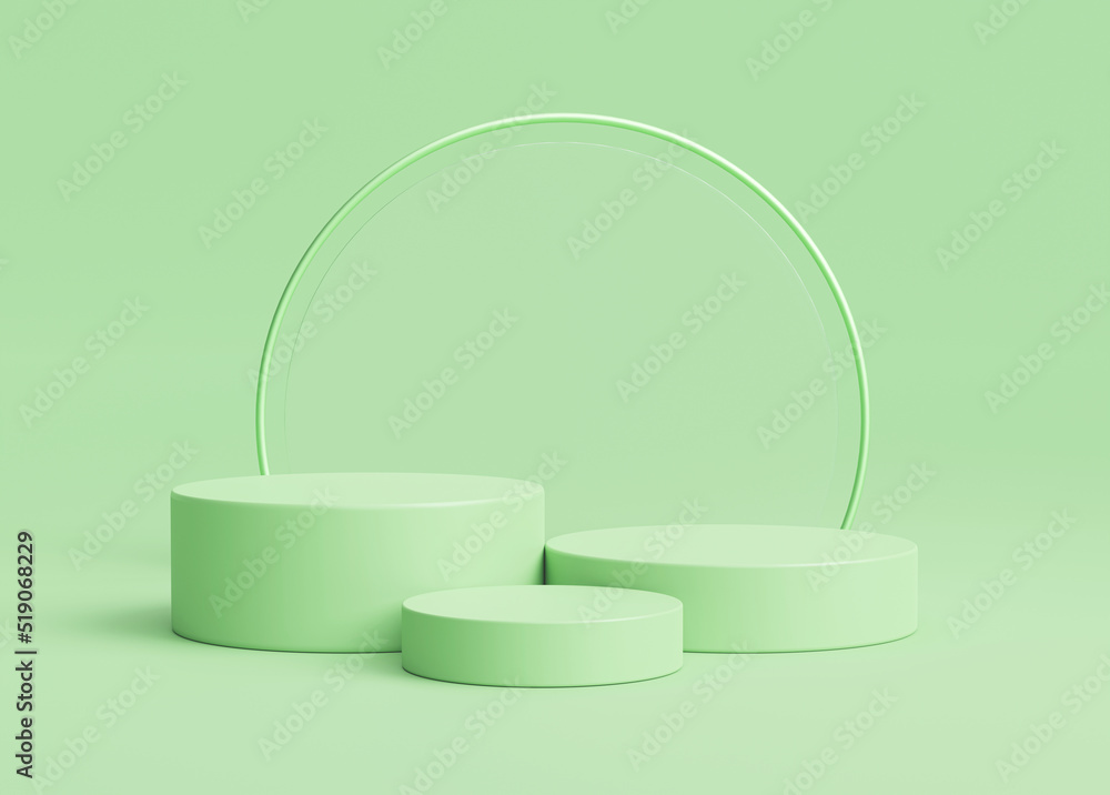 Podium green product display background 3D illustration empty display ...